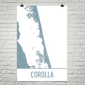 Corolla Map, Corolla Art, Corolla Print, Corolla NC Poster, Outer Banks ...