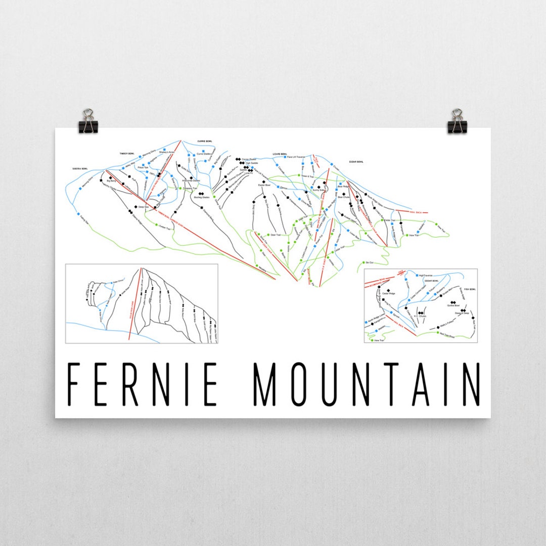 Fernie Ski Map Art, Fernie British Columbia, Fernie Trail Map, Fernie ...
