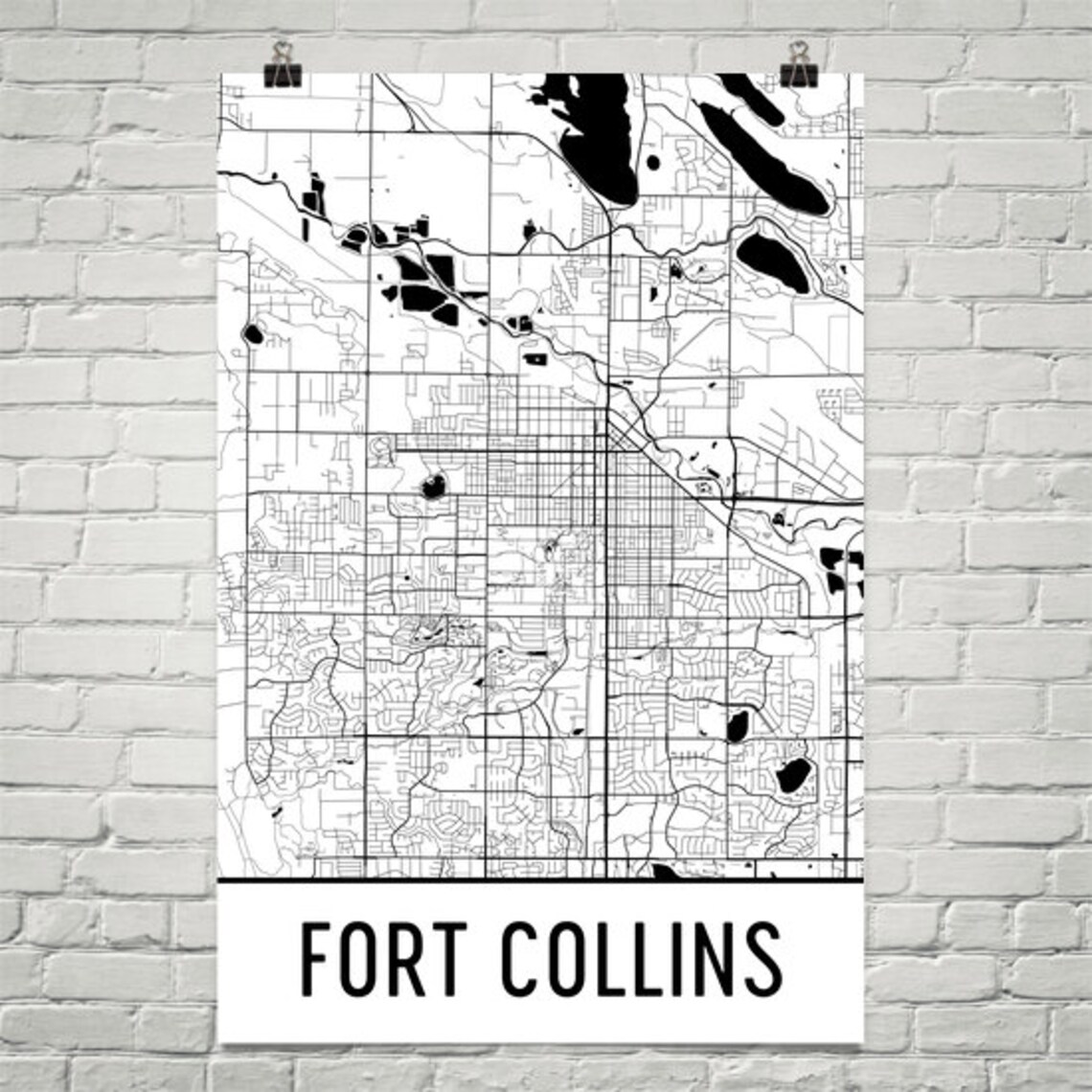 Fort Collins CO Map Fort Collins Art Fort Collins Print | Etsy