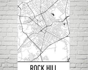 Map of Rock Hill Sc - Etsy