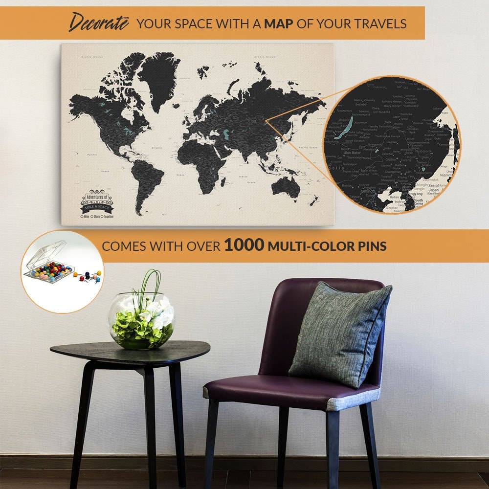 Personalized World Map Gift Personalize Gift Map World Map | Etsy