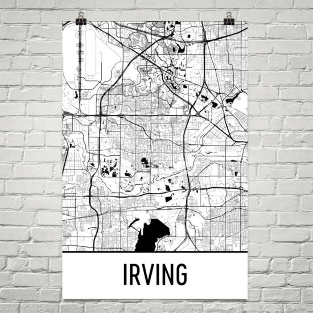 Irving Map, Irving Art, Irving Print, Irving TX Poster, Irving Wall Art ...