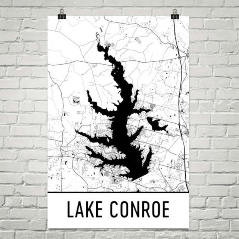 Lake Conroe Texas Lake Conroe TX Texas Map Texas Decor - Etsy