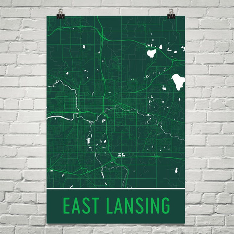 East Lansing Street Map Art Print: Michigan Cityscape Poster - Etsy