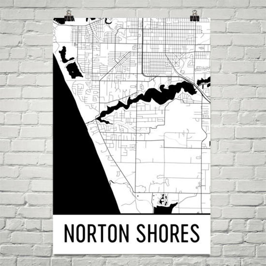 Norton Shores MI Map, Norton Shores Art, Muskegon Print, Norton Shores ...