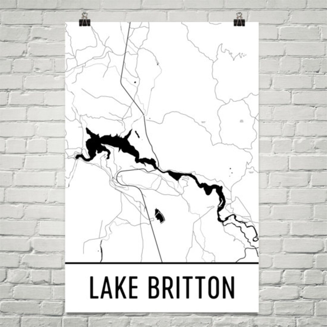 Lake Britton California Map Print, Shasta CA, Cottage Decor - Etsy