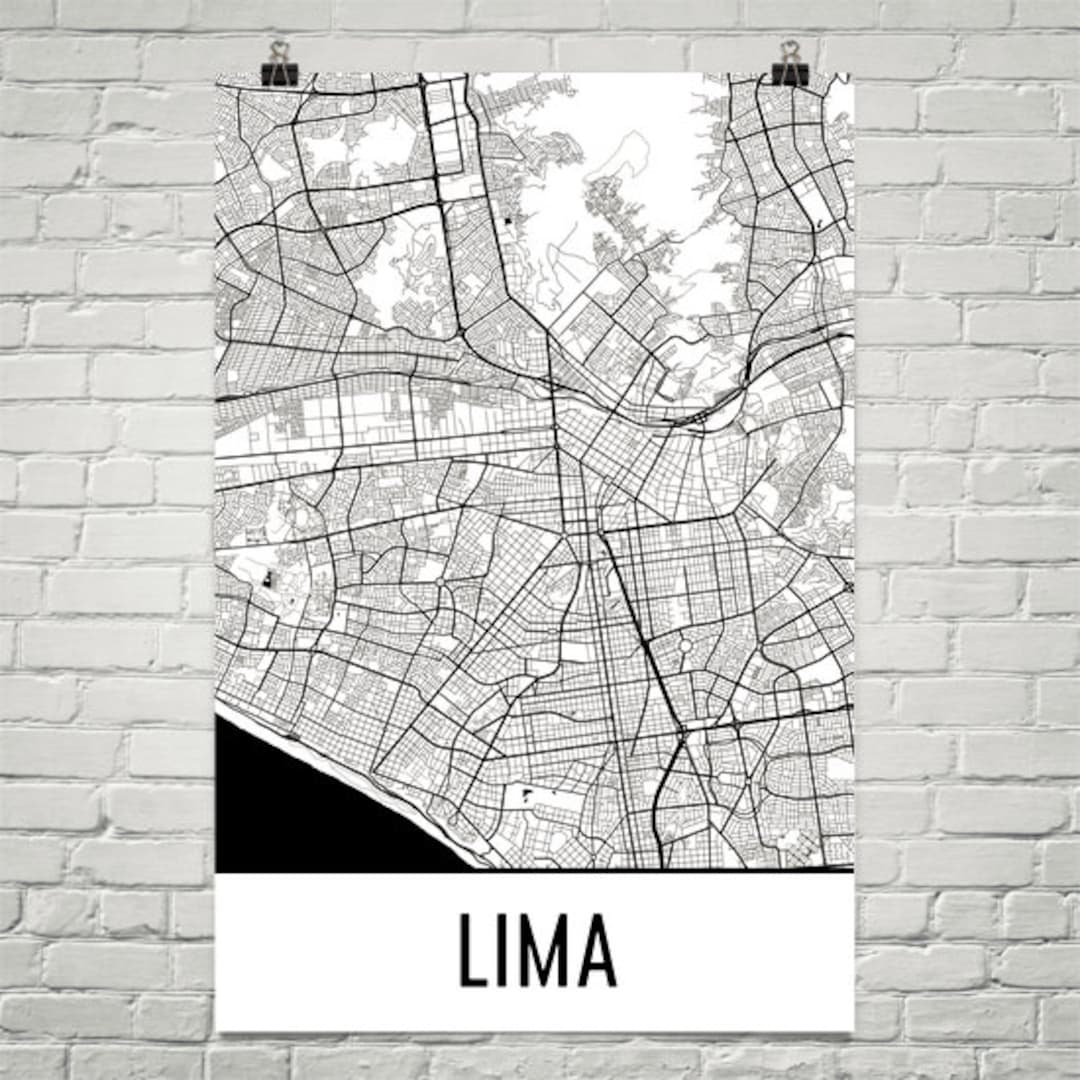 Lima Map, Lima Art, Lima Print, Lima Peru Poster, Lima Wall Art, Lima ...