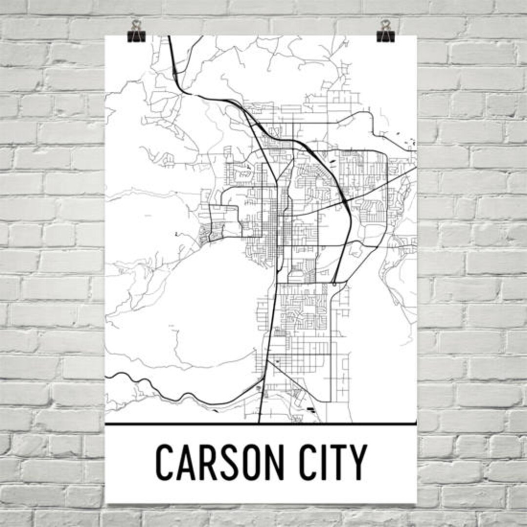 Carson City Map, Carson City Art, Carson City Print, Carson City NV ...