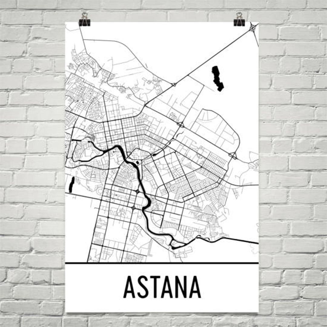 Astana Map, Astana Art, Astana Print, Astana Kazakhstan Poster, Astana ...