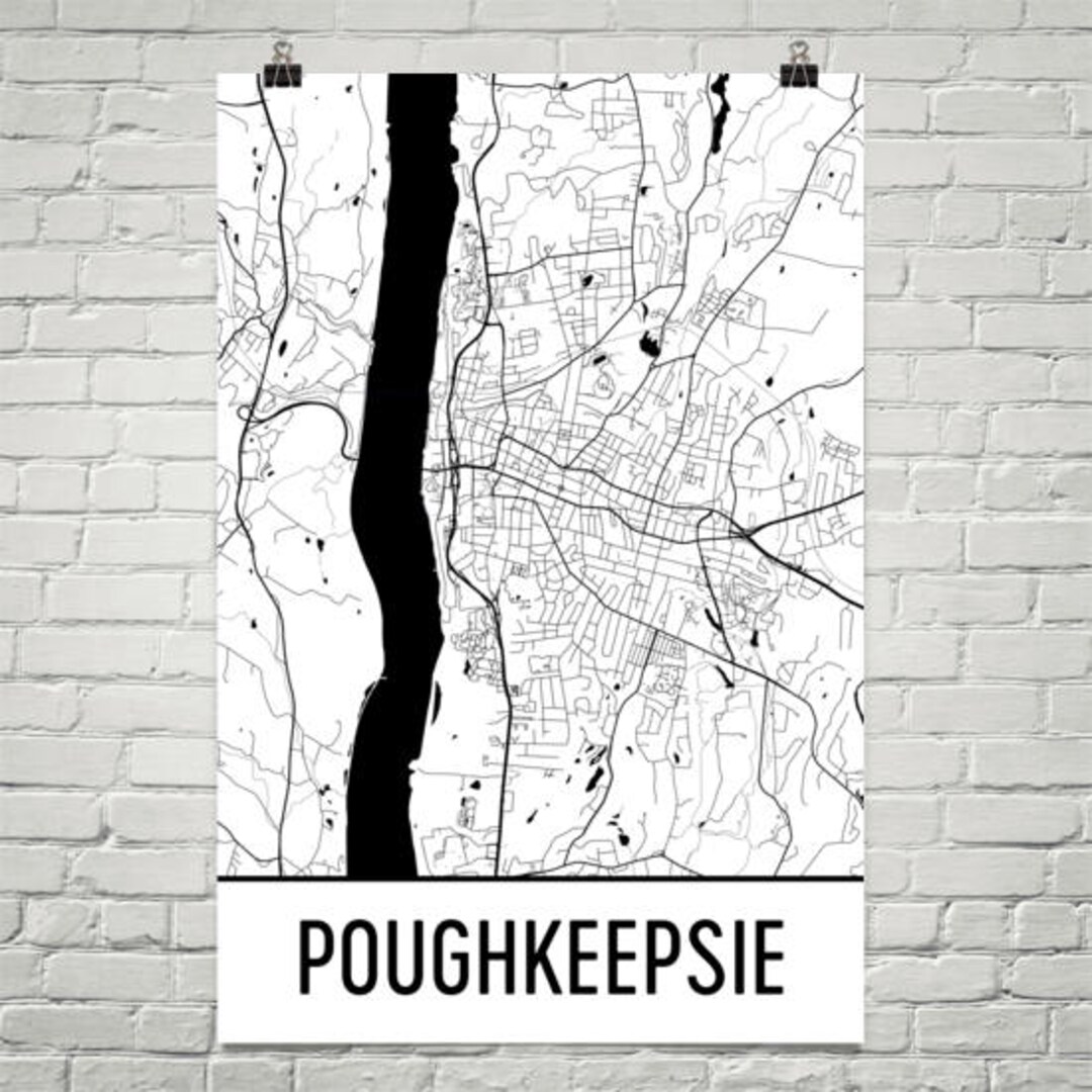 Poughkeepsie NY Map, Poughkeepsie Art, Poughkeepsie Print, Poughkeepsie ...