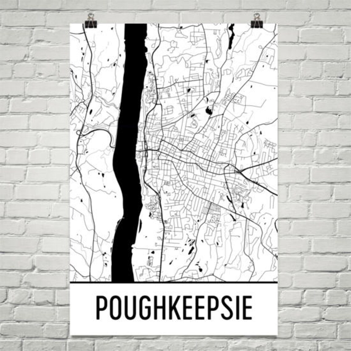 Poughkeepsie NY Map Poughkeepsie Art Poughkeepsie Print | Etsy