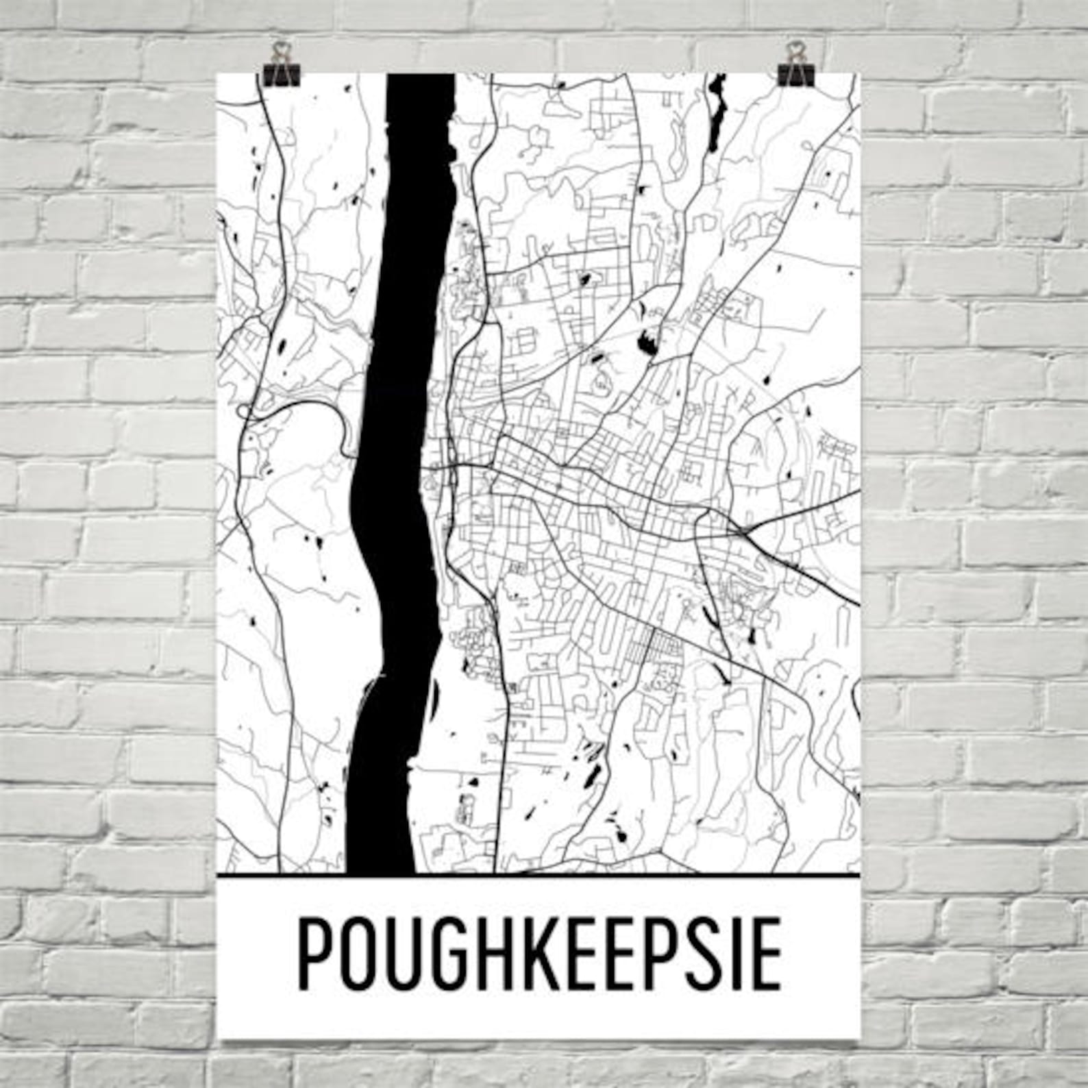 Poughkeepsie NY Map Poughkeepsie Art Poughkeepsie Print | Etsy