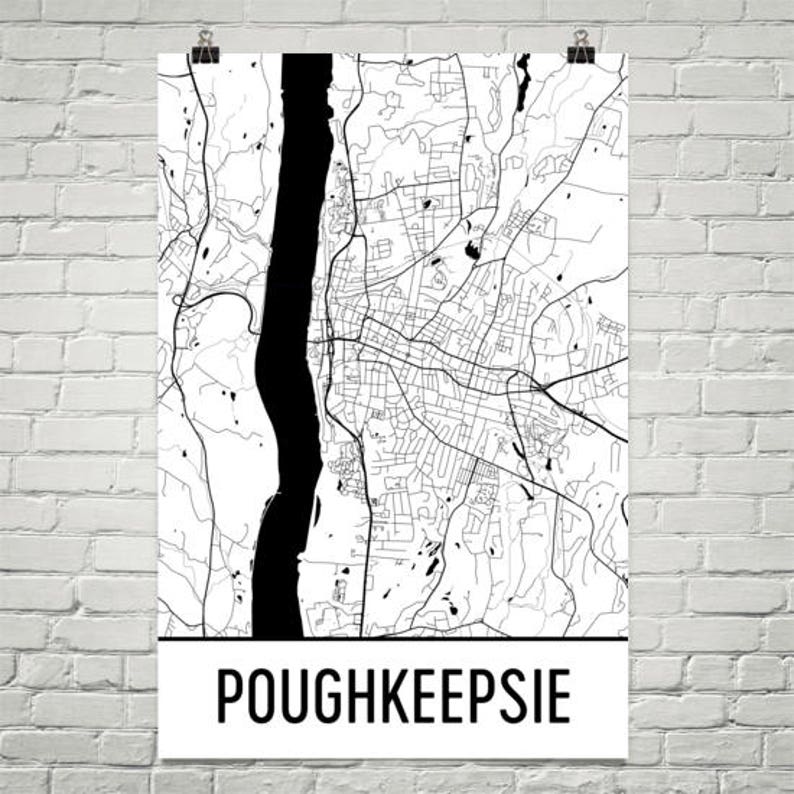 Poughkeepsie NY Map Art Print: Modern City Street Design - Etsy