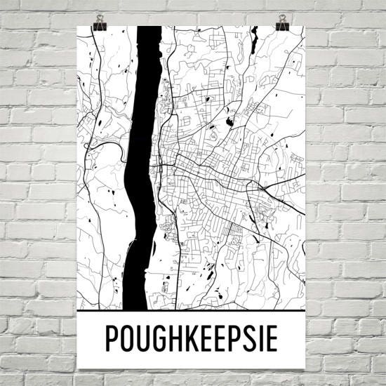 Poughkeepsie NY Map Art Print: Modern City Street Design - Etsy
