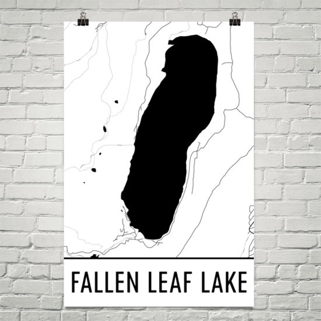 Fallen Leaf Lake Map Art Print: California Lake House Decor - Etsy