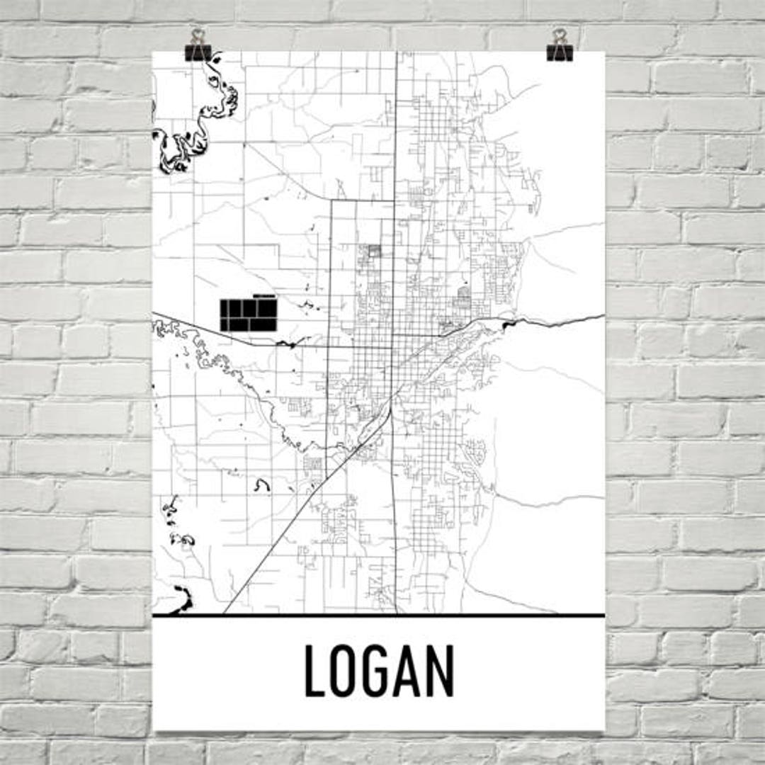 Logan Map, Logan Art, Logan Print, Logan UT Poster, Logan Wall Art ...