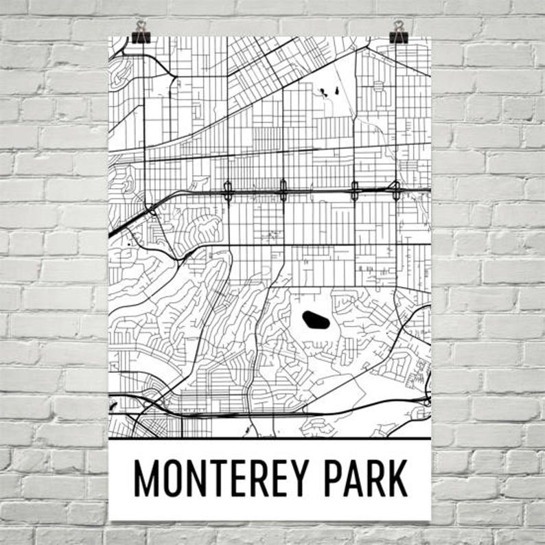 Monterey Park CA Map Monterey Park Art Monterey Park Print - Etsy