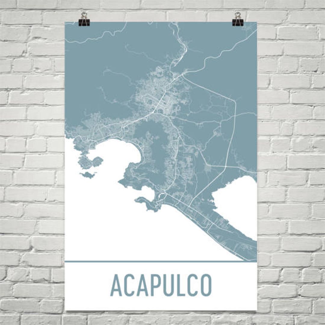 Acapulco Map, Acapulco Art, Acapulco Print, Acapulco Mexico Poster ...