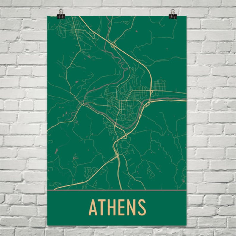 Athens Ohio Map Art Print: Modern City Street Poster - Etsy