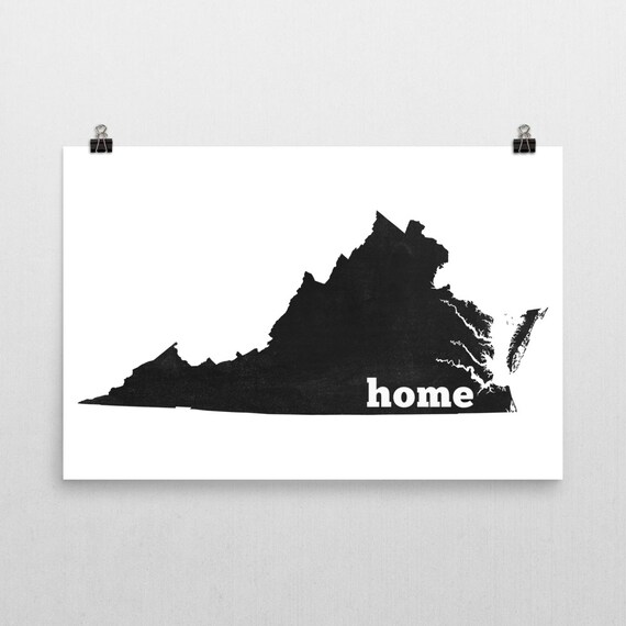 Virginia Home Map of Virginia Virginia State Virginia Map | Etsy