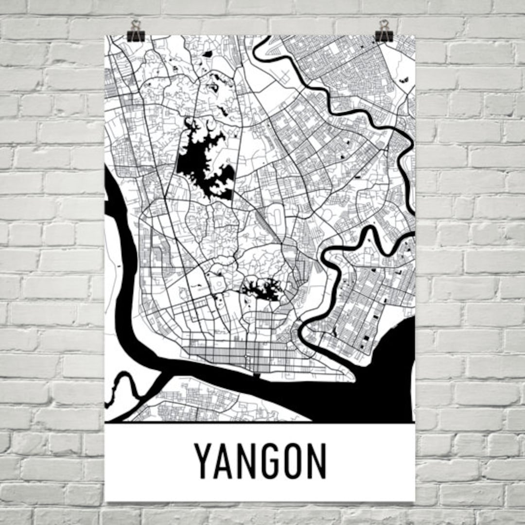 Yangon Myanmar Map Art Print: Modern City Street Design - Etsy