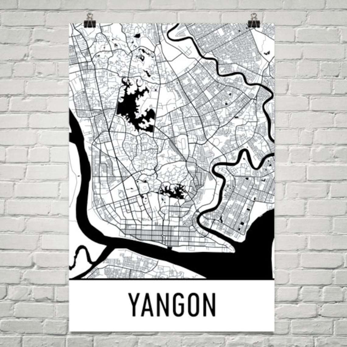 Yangon Map Yangon Art Yangon Print Yangon Myanmar Poster - Etsy UK