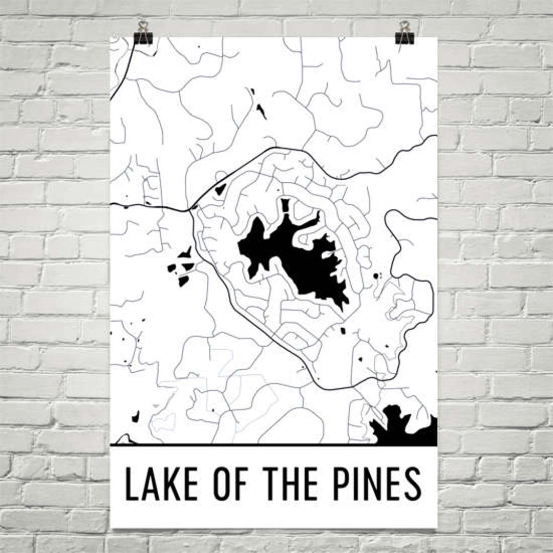 Lake of the Pines CA Map Art: California Lake House Decor - Etsy