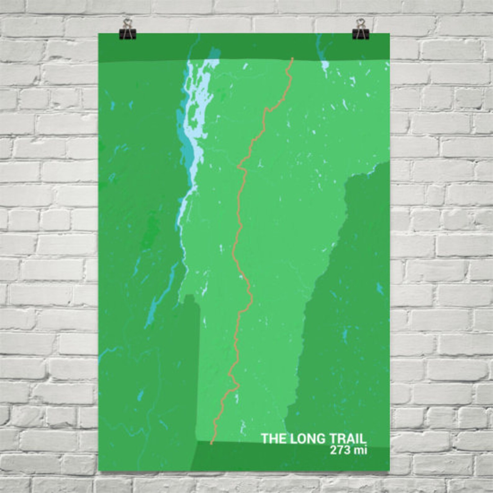 The Long Trail Map the Long Trail Vermont Print Vermont | Etsy