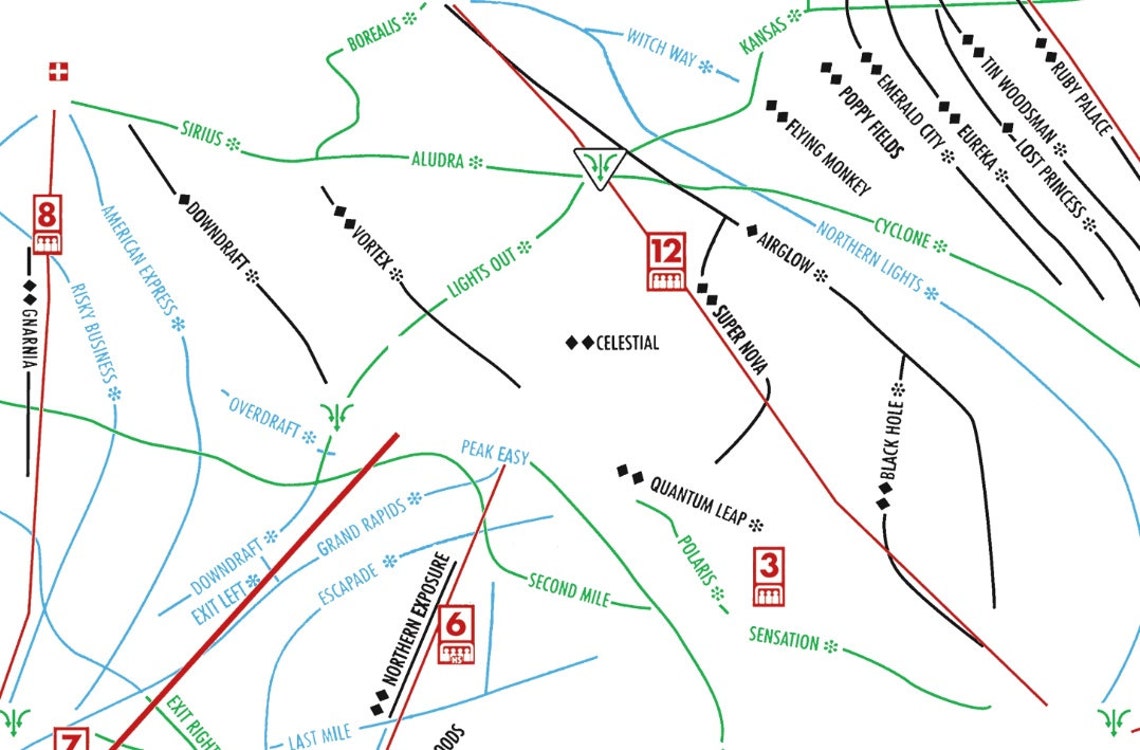 Sunday River Ski Map Art Sunday River Maine Sunday River - Etsy