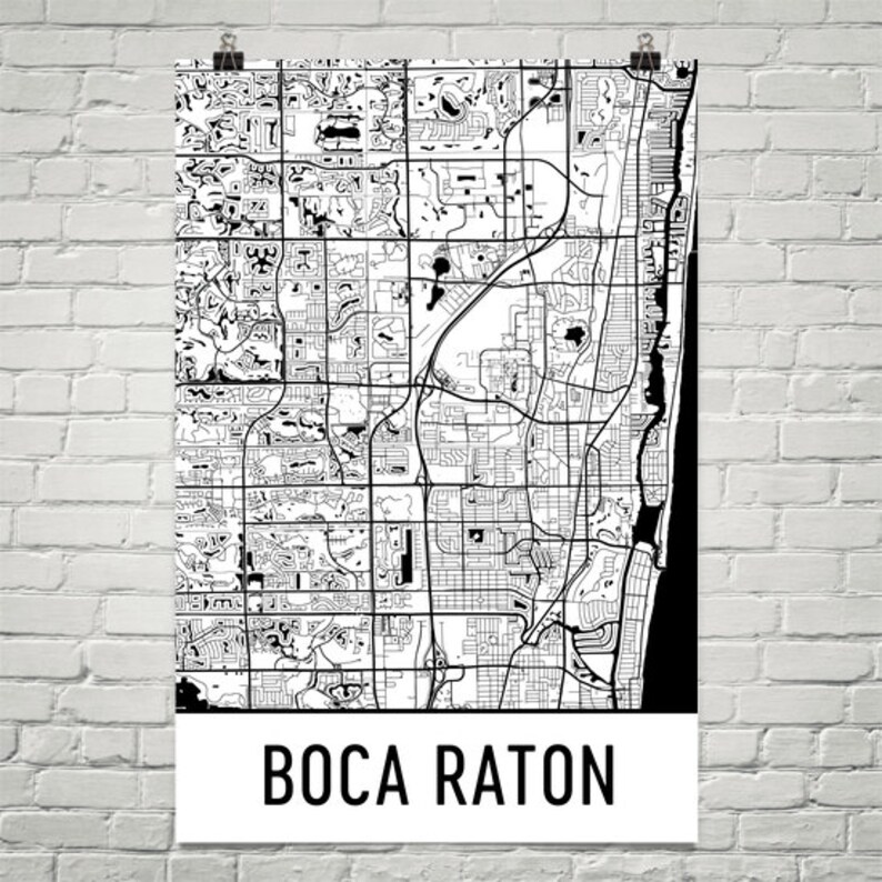 Boca Raton Map Boca Raton Art Boca Raton Print Boca Raton | Etsy