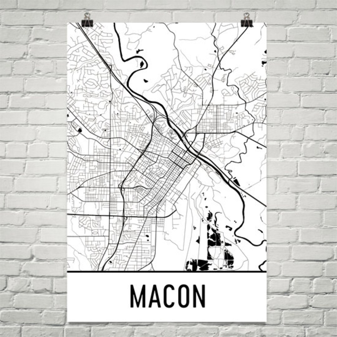 Macon GA Map Art Print: Modern City Street Poster - Etsy