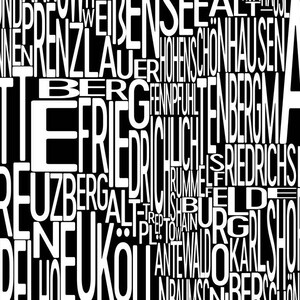 Berlin Typography Neighborhood Map Art City Print, Berlin Wall Art ...