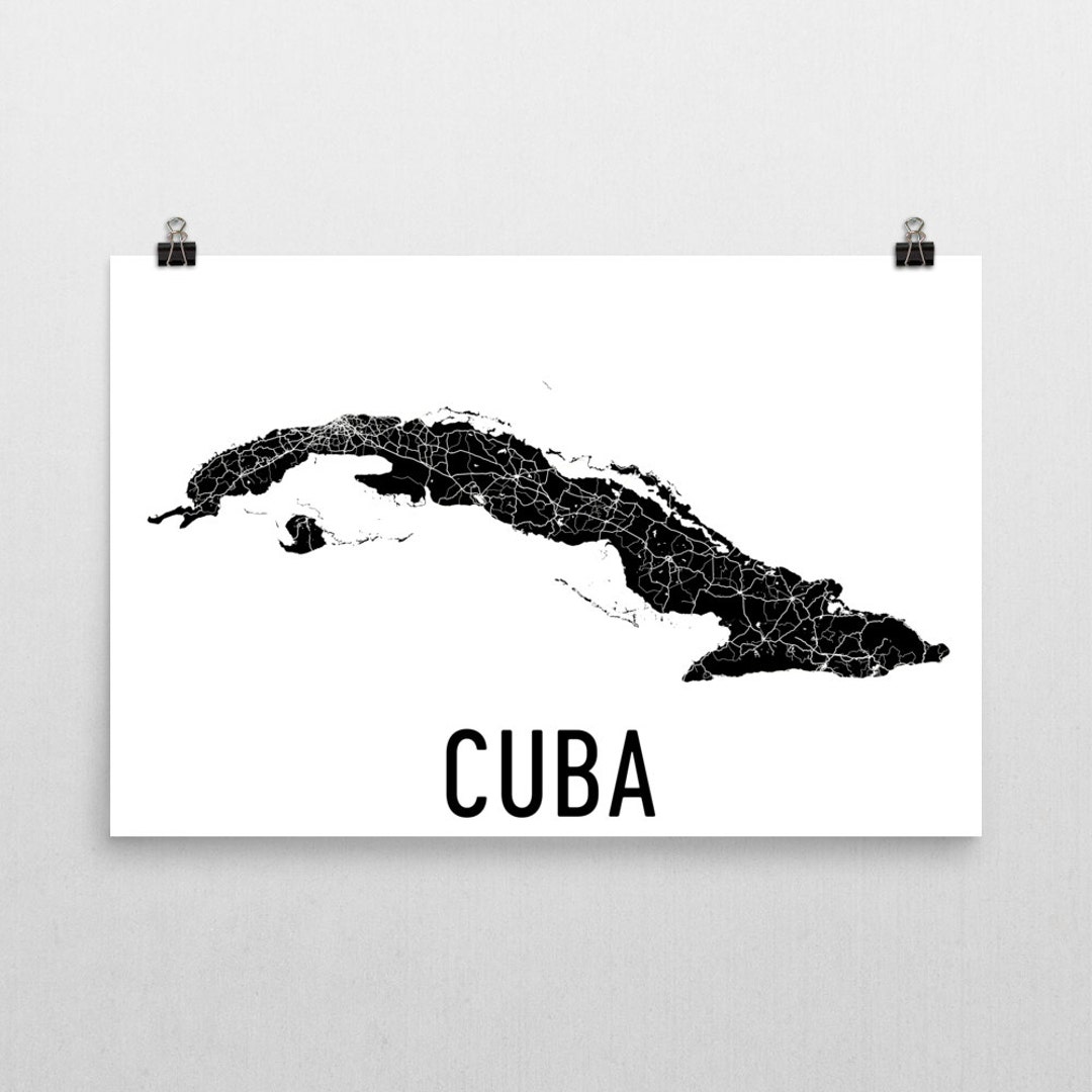 Cuba Map, Cuban Art, Cuba Poster Map of Cuba, Cuba Art, Cuban Decor ...