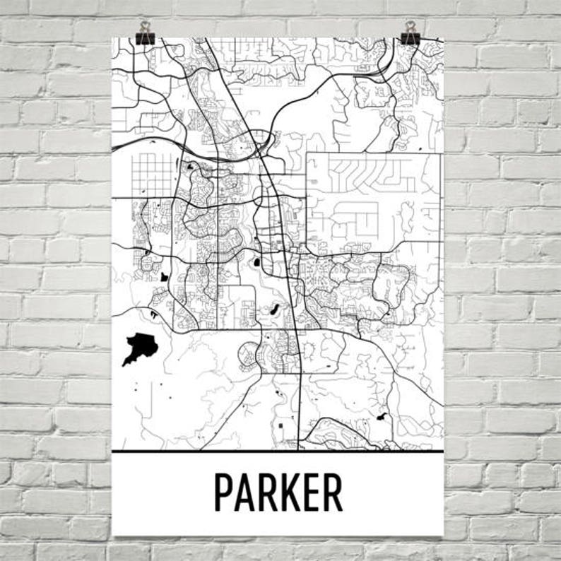 Parker CO Map Parker Art Parker Print Parker Colorado - Etsy