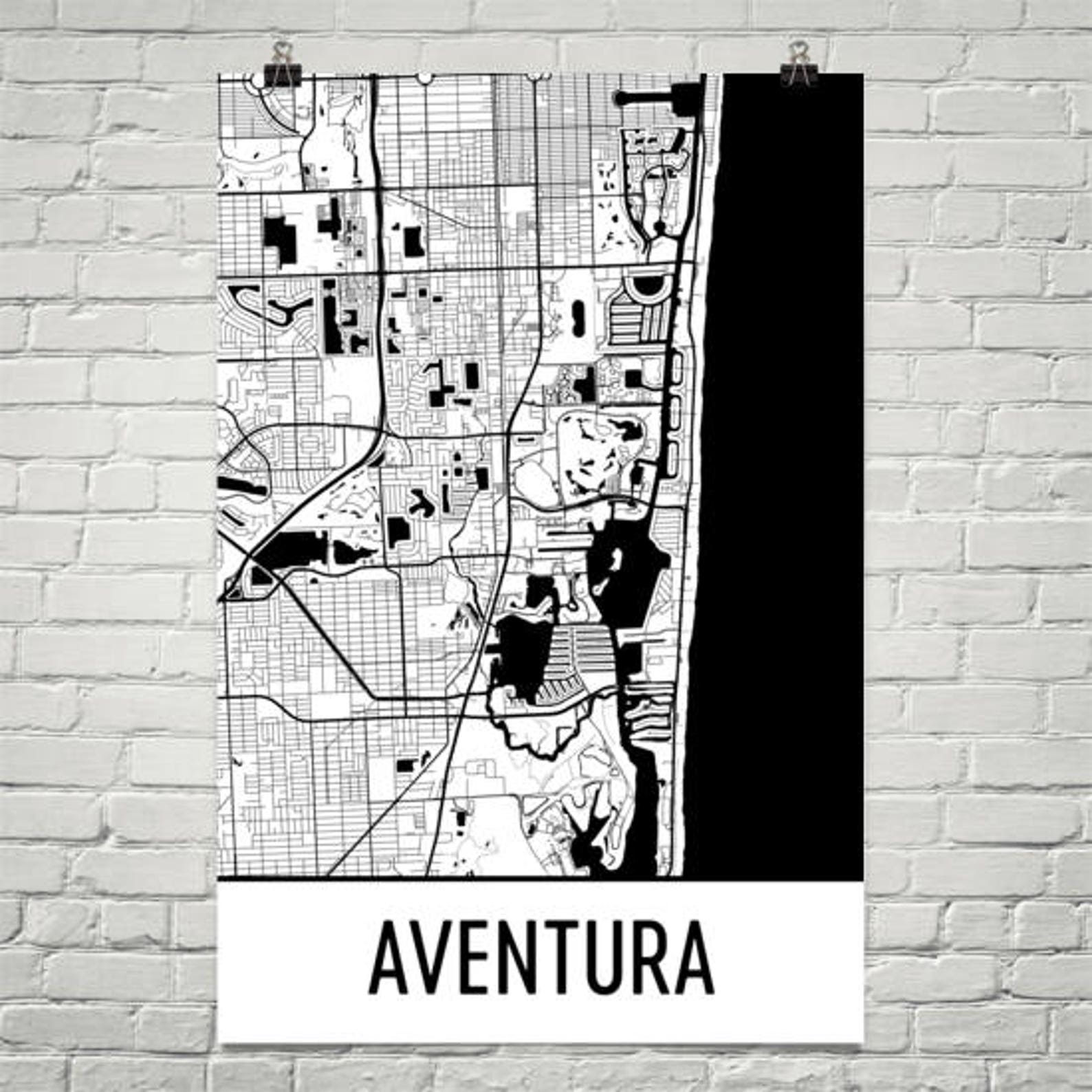Aventura Map Aventura Art Aventura Print Aventura FL - Etsy