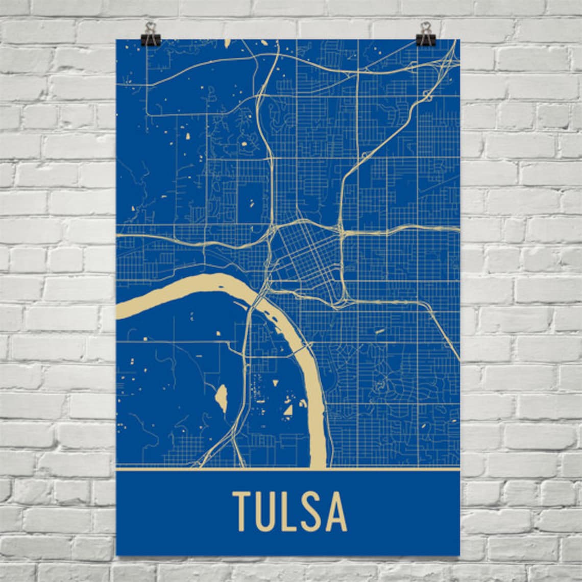 Tulsa Map Tulsa Art Tulsa Print Tulsa OK Poster Tulsa Wall - Etsy