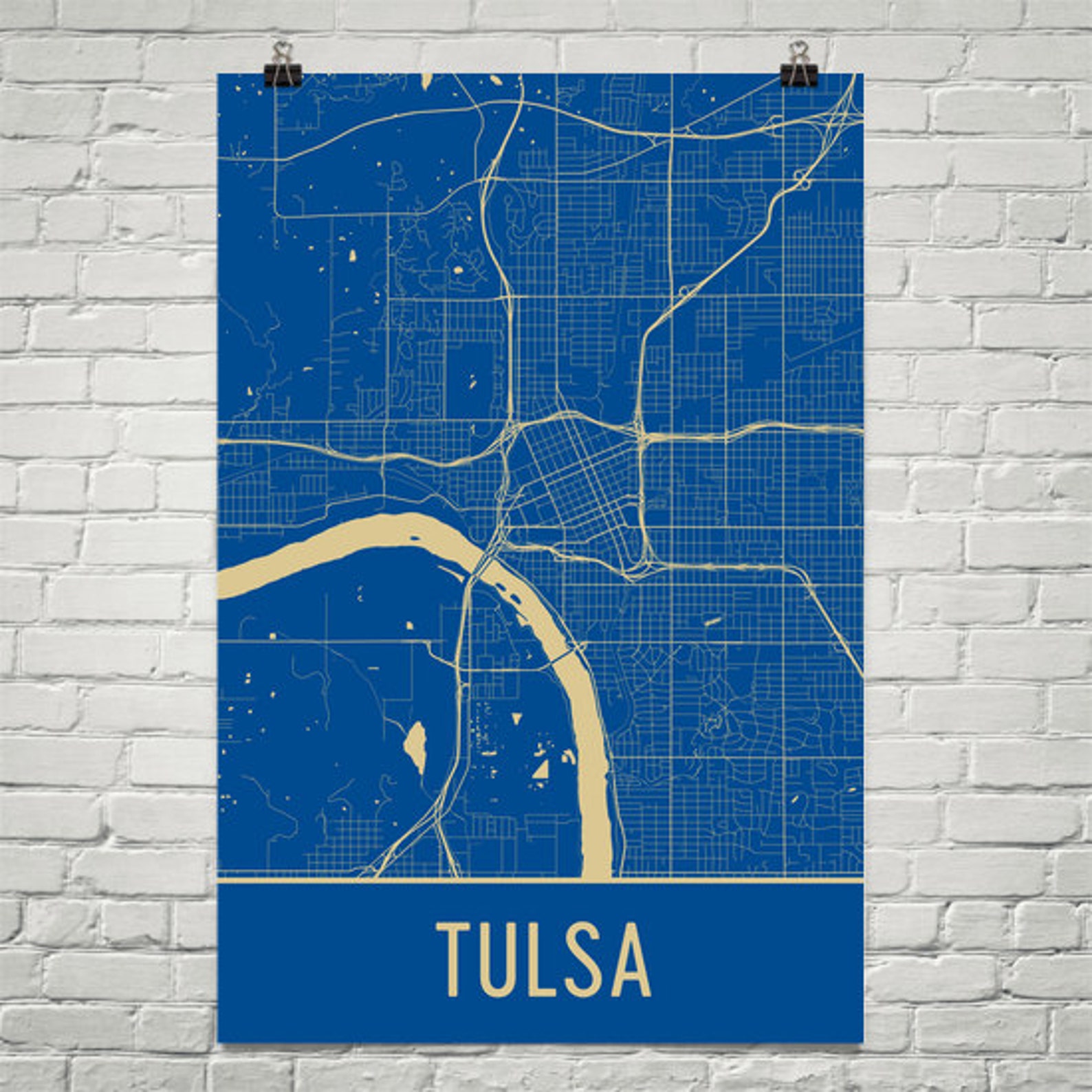 Tulsa Map Tulsa Art Tulsa Print Tulsa OK Poster Tulsa Wall - Etsy