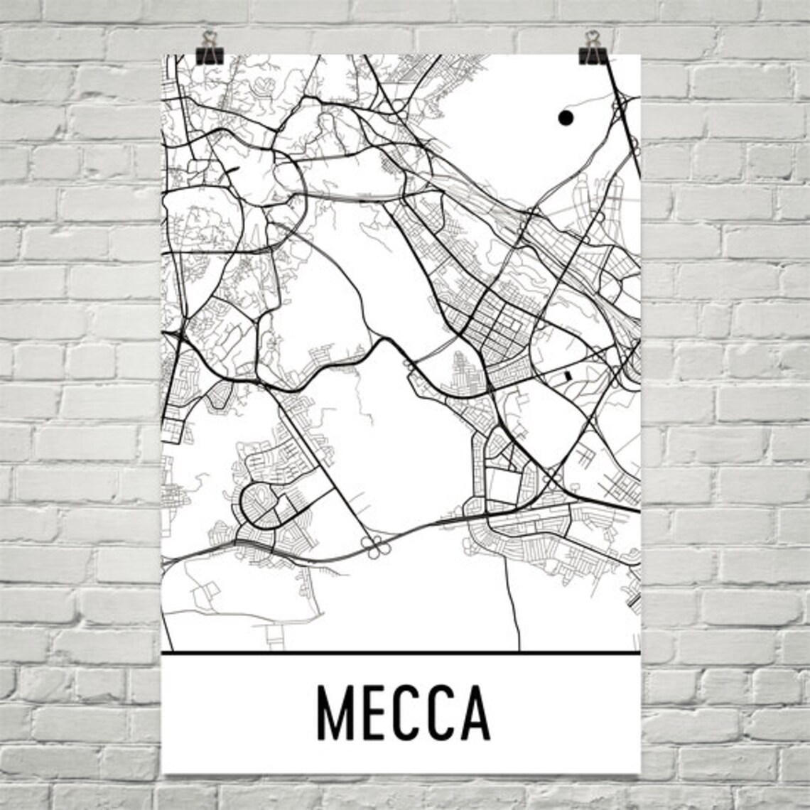 Mecca Map Mecca Art Mecca Print Mecca Saudi Arabia Poster | Etsy