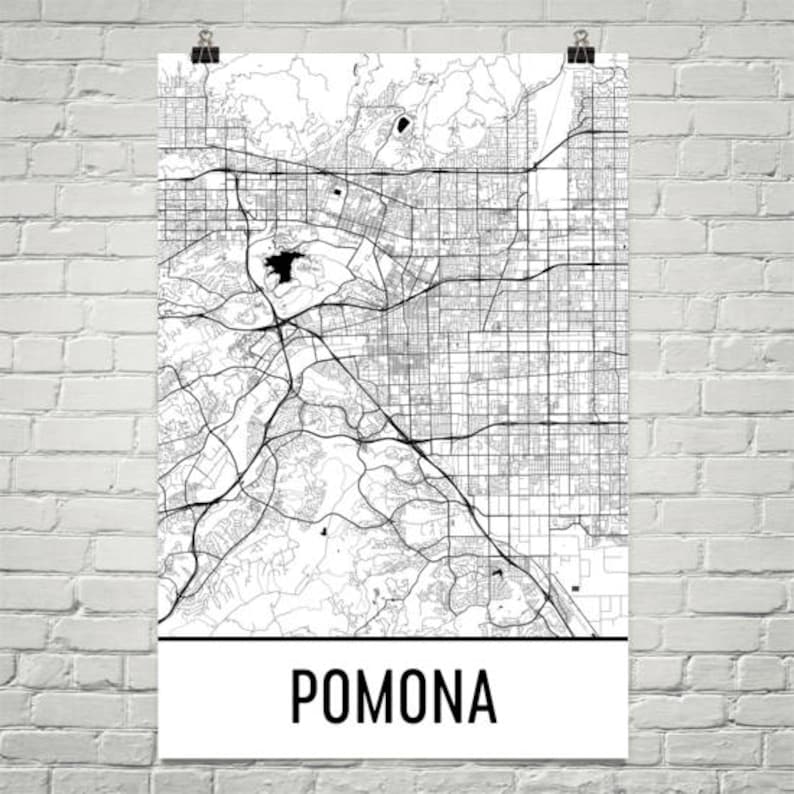 Pomona Map Pomona Art Pomona Print Pomona CA Poster Pomona | Etsy