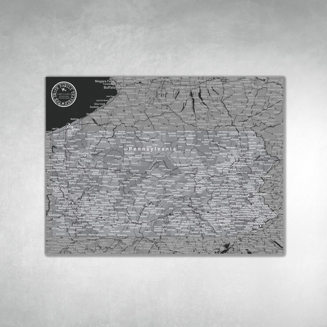 Pennsylvania Push Pin Map Map of Pennsylvania PA Map | Etsy