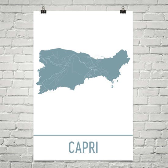 Capri Map Isle of Capri Art Capri Print Capri Island | Etsy