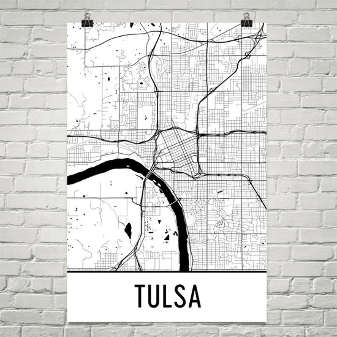 Tulsa Map Tulsa Art Tulsa Print Tulsa OK Poster Tulsa Wall - Etsy
