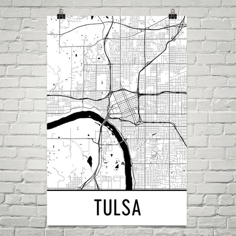 Tulsa Map Tulsa Art Tulsa Print Tulsa OK Poster Tulsa Wall - Etsy
