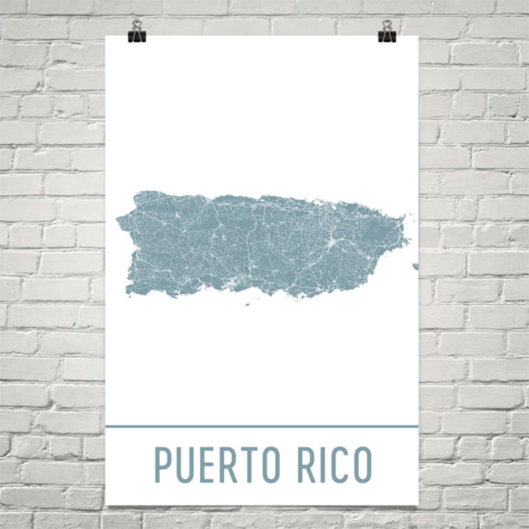 Puerto Rico Art, Puerto Rico Wall Art, Puerto Rico Map, Map of Puerto ...