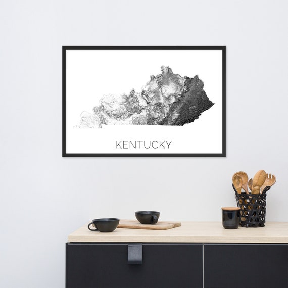 Kentucky Topographic Map Map of Kentucky KY Map Kentucky - Etsy
