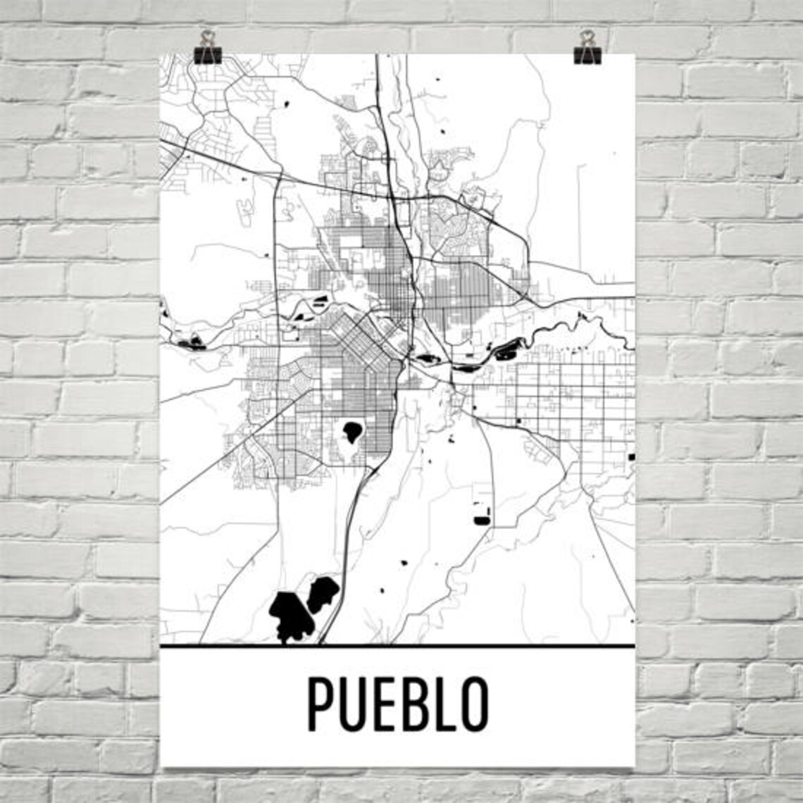 Pueblo Map Pueblo Art Pueblo Print Pueblo CO Poster Pueblo | Etsy