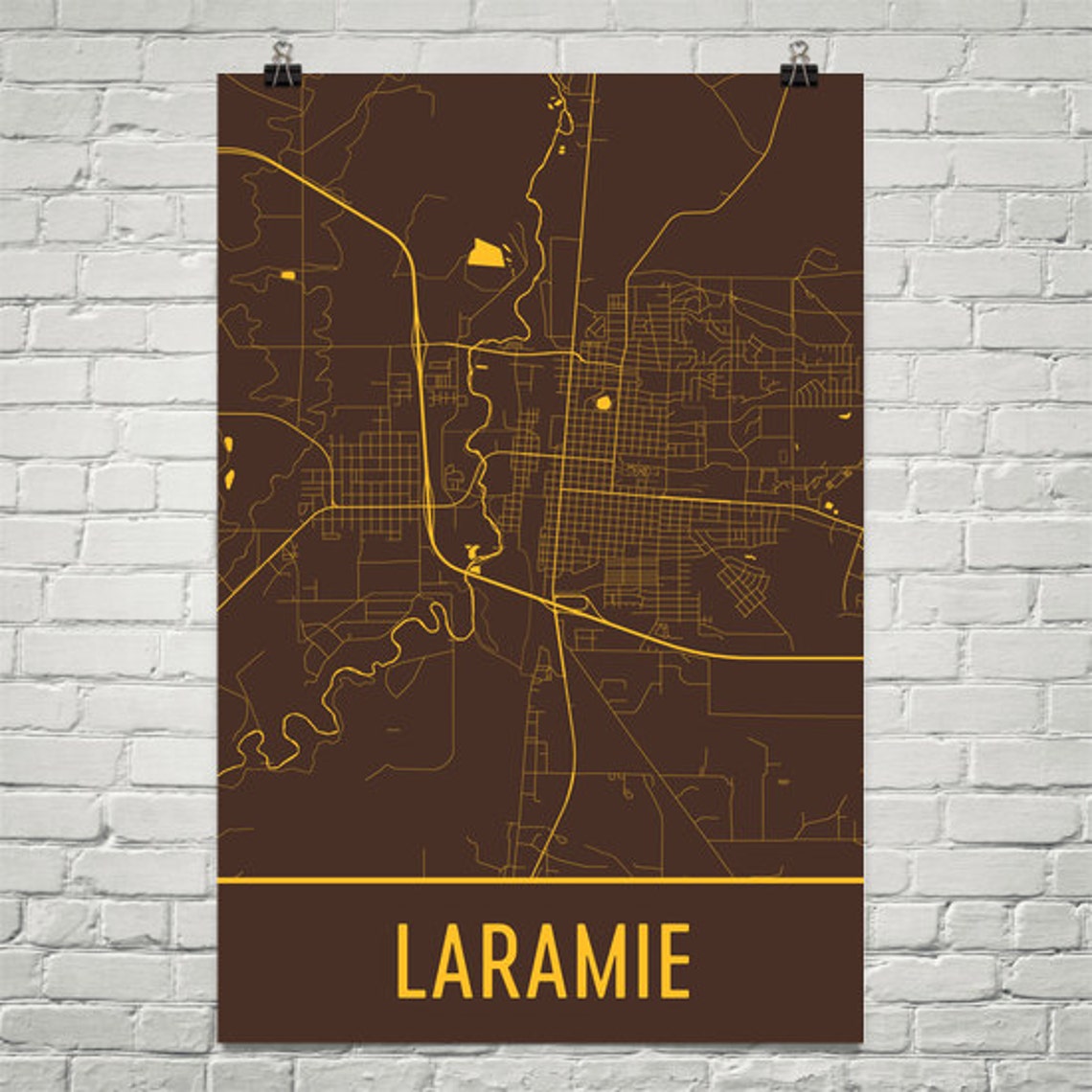 Laramie Map Laramie Art Laramie Print Laramie WY Poster - Etsy