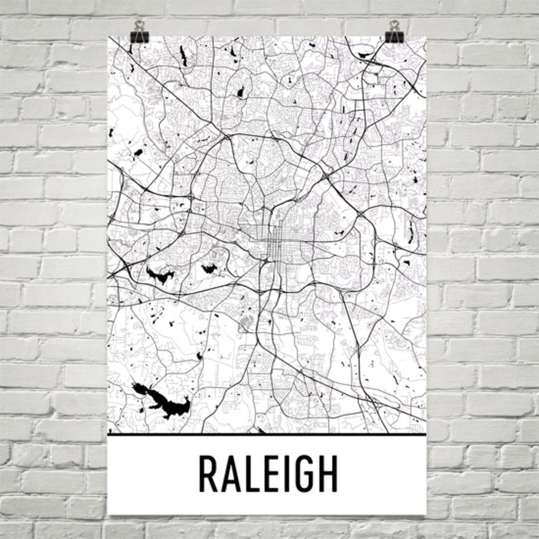 Raleigh NC, Raleigh Map, Raleigh Art, Raleigh Print, Raleigh North ...