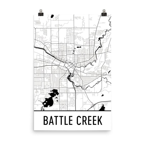 Battle Creek Map Battle Creek Art Battle Creek Print Battle | Etsy