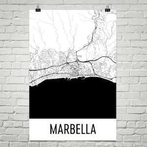 Marbella Map, Marbella Art, Marbella Print, Marbella Spain Poster ...